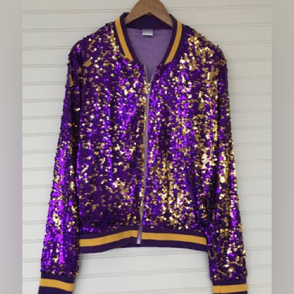 Jackets & Coats | Purple And Gold Sequin Jacketfirm | Poshmark